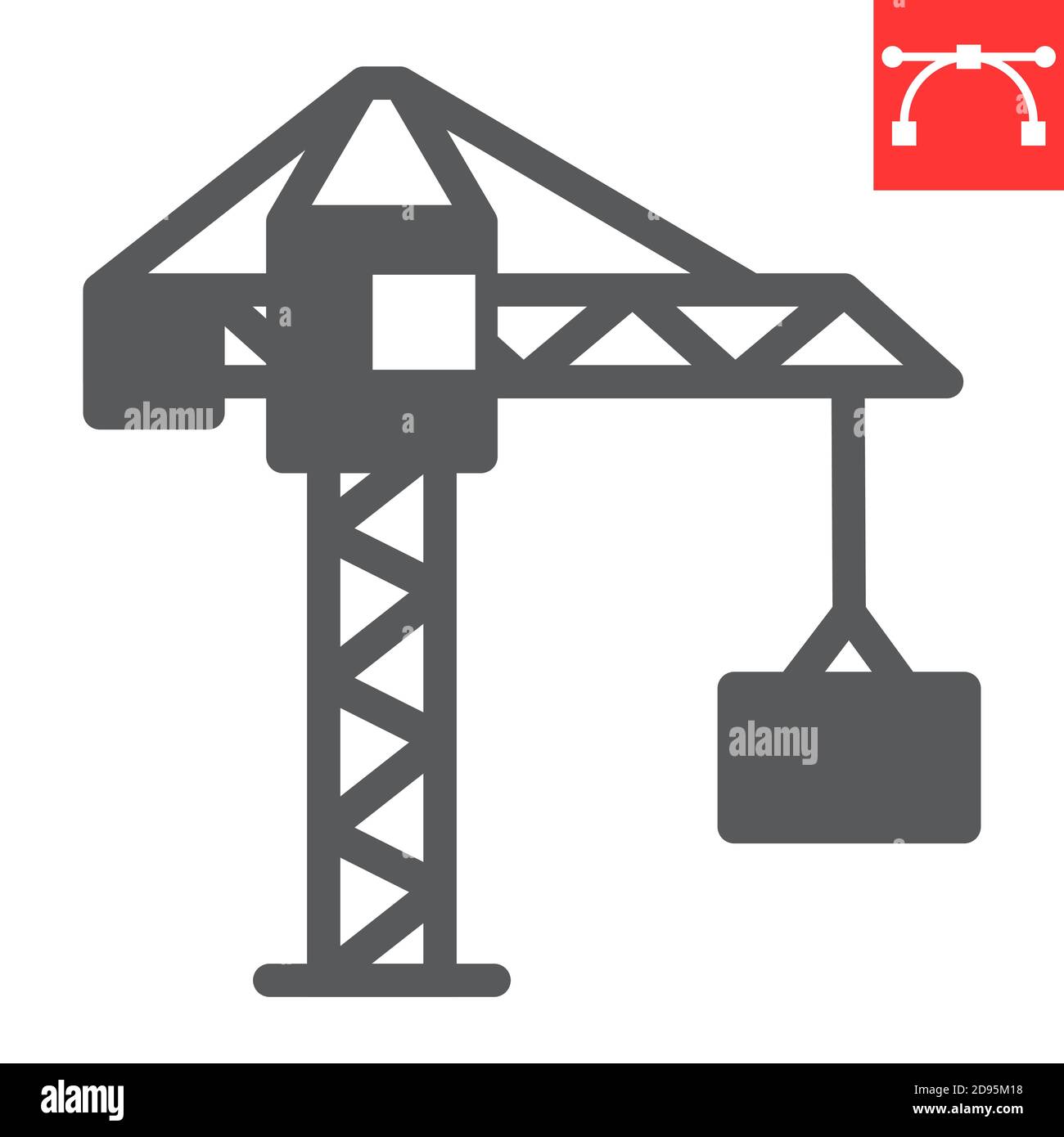 Construction crane glyph icon, construction and industry, building ...