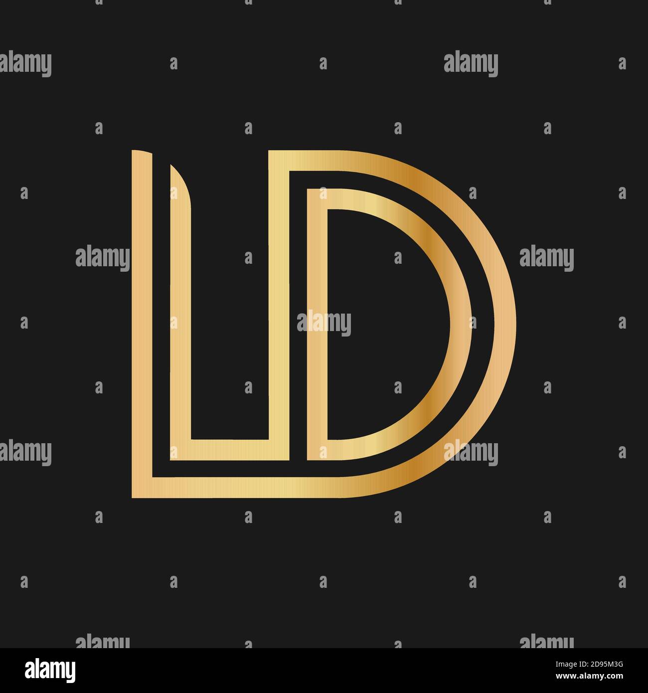 Uppercase letters L and D. Flat bound design in a Golden hue for a logo ...