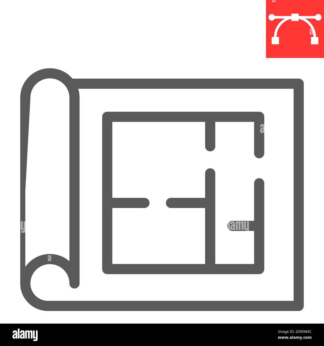 Floor plan line icon, architecture and blueprint, house plan sign ...