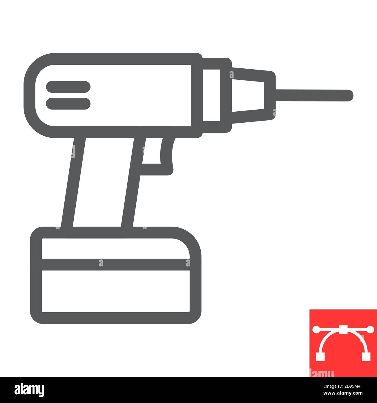 Drill line icon, construction and industry, electric drill sign vector ...