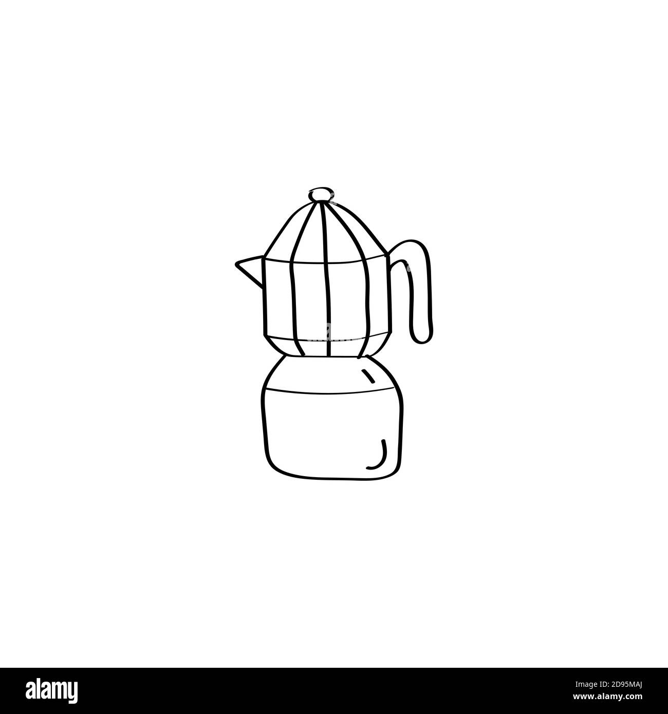 Coffee maker icon with italian pot. Moka pot. Geyser coffee maker ...