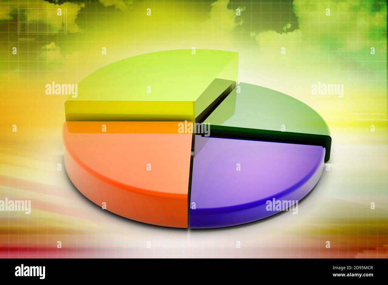 3d multi use pie chart graph in color background Stock Photo - Alamy
