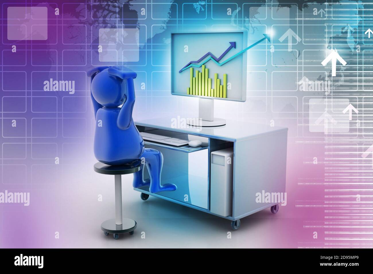 Business graph on the monitor. New business growth concept Stock Photo ...