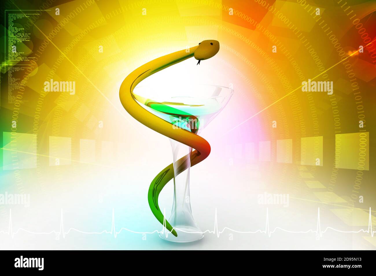 Medical symbol - snake with glass on background Stock Photo - Alamy