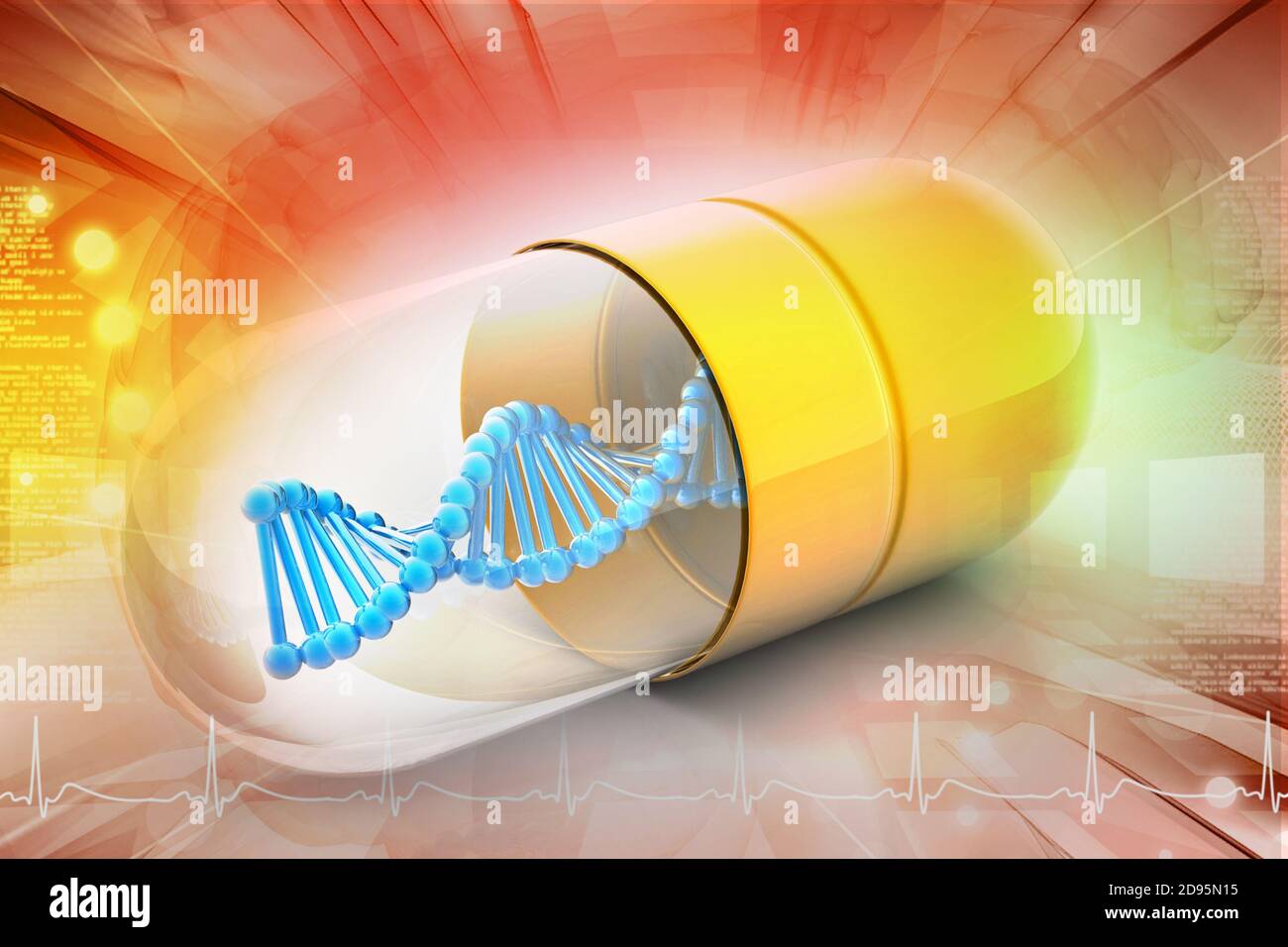 3d illustration of Dna inside the capsule Stock Photo - Alamy