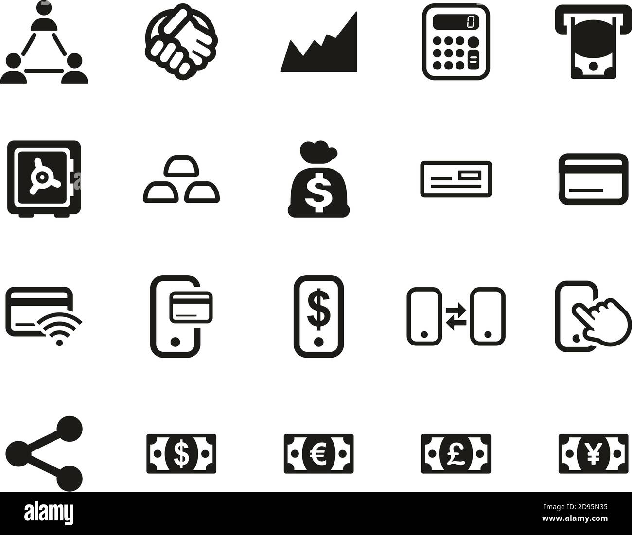Money Transaction Icons Black & White Set Big Stock Vector Image & Art ...