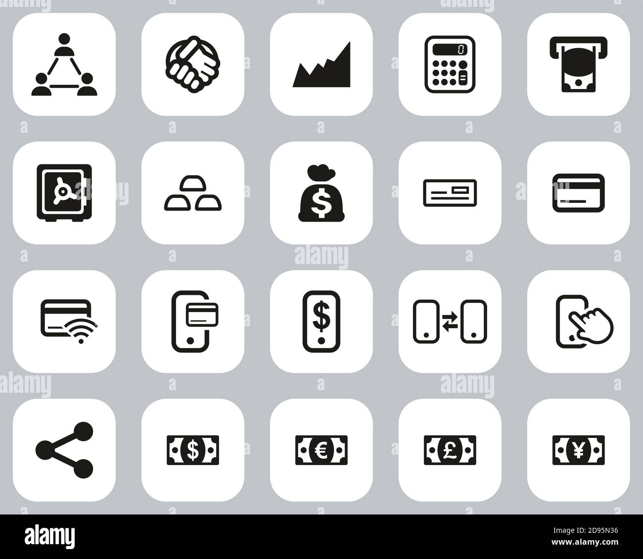 Money Transaction Icons Black & White Flat Design Set Big Stock Vector ...