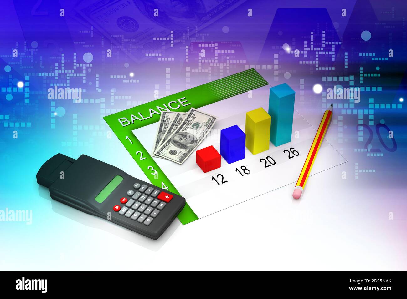 Financial graph, chart with money Stock Photo - Alamy