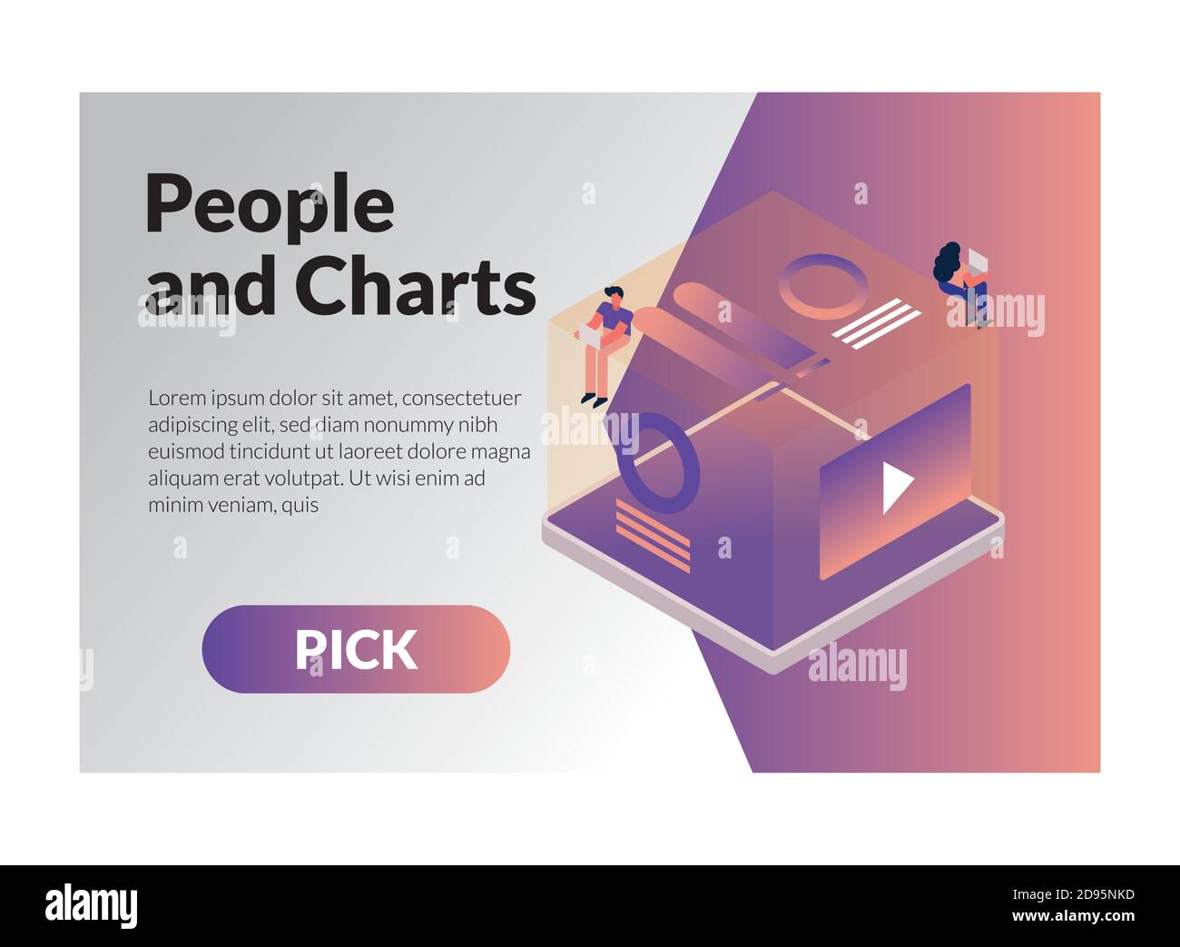 couple and charts with pick button vector illustration design Stock ...