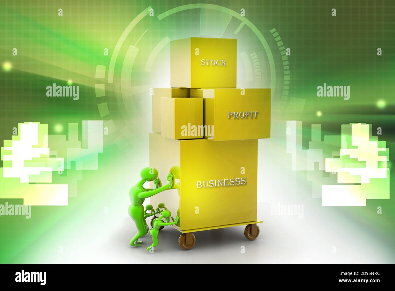 Person pushing a box - isolated over a background. Teamwork Business ...