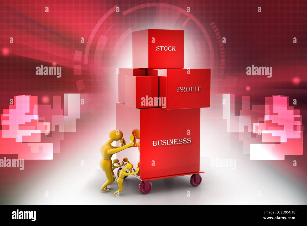 Person pushing a box - isolated over a background. Teamwork Business ...