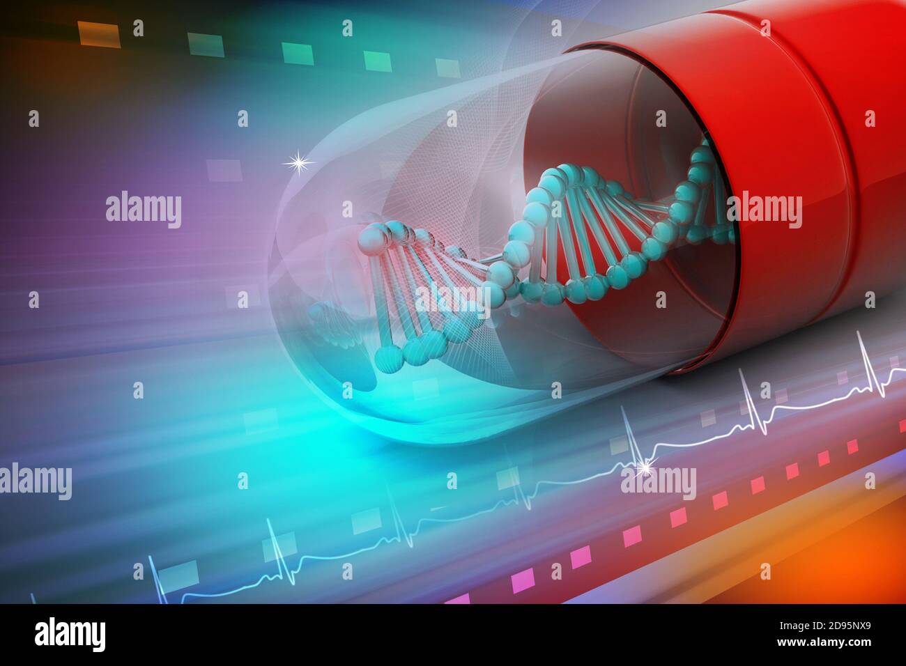 3d illustration of Dna inside the capsule Stock Photo - Alamy
