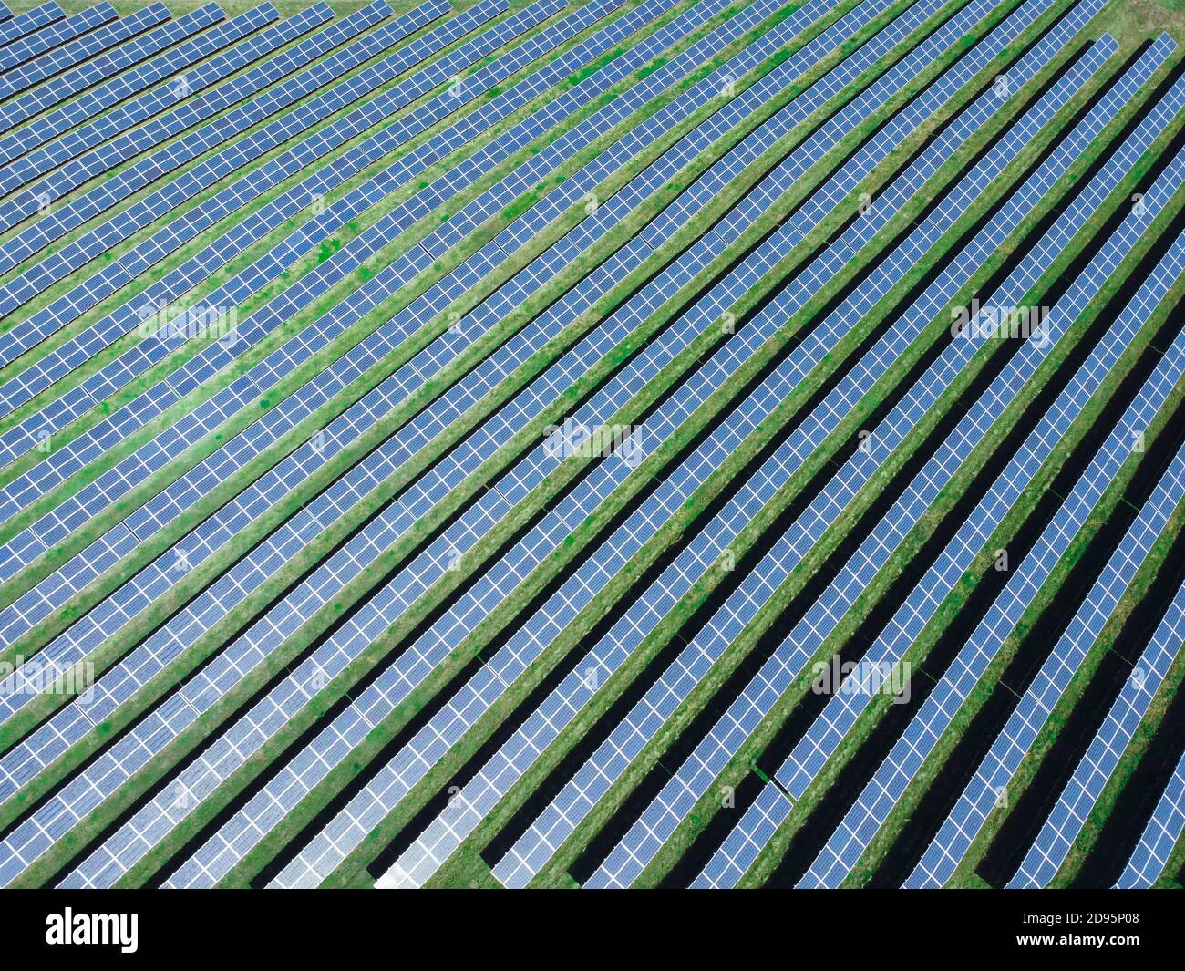 Aerial view of solar power plant. Renewable energy theme. Solar panels ...