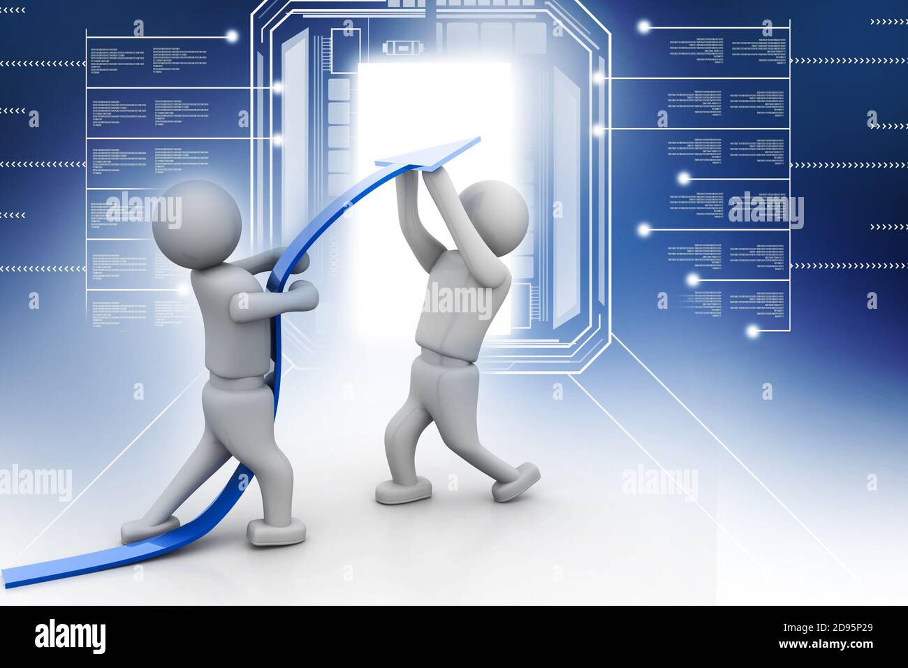 Growing business graph with people Stock Photo - Alamy