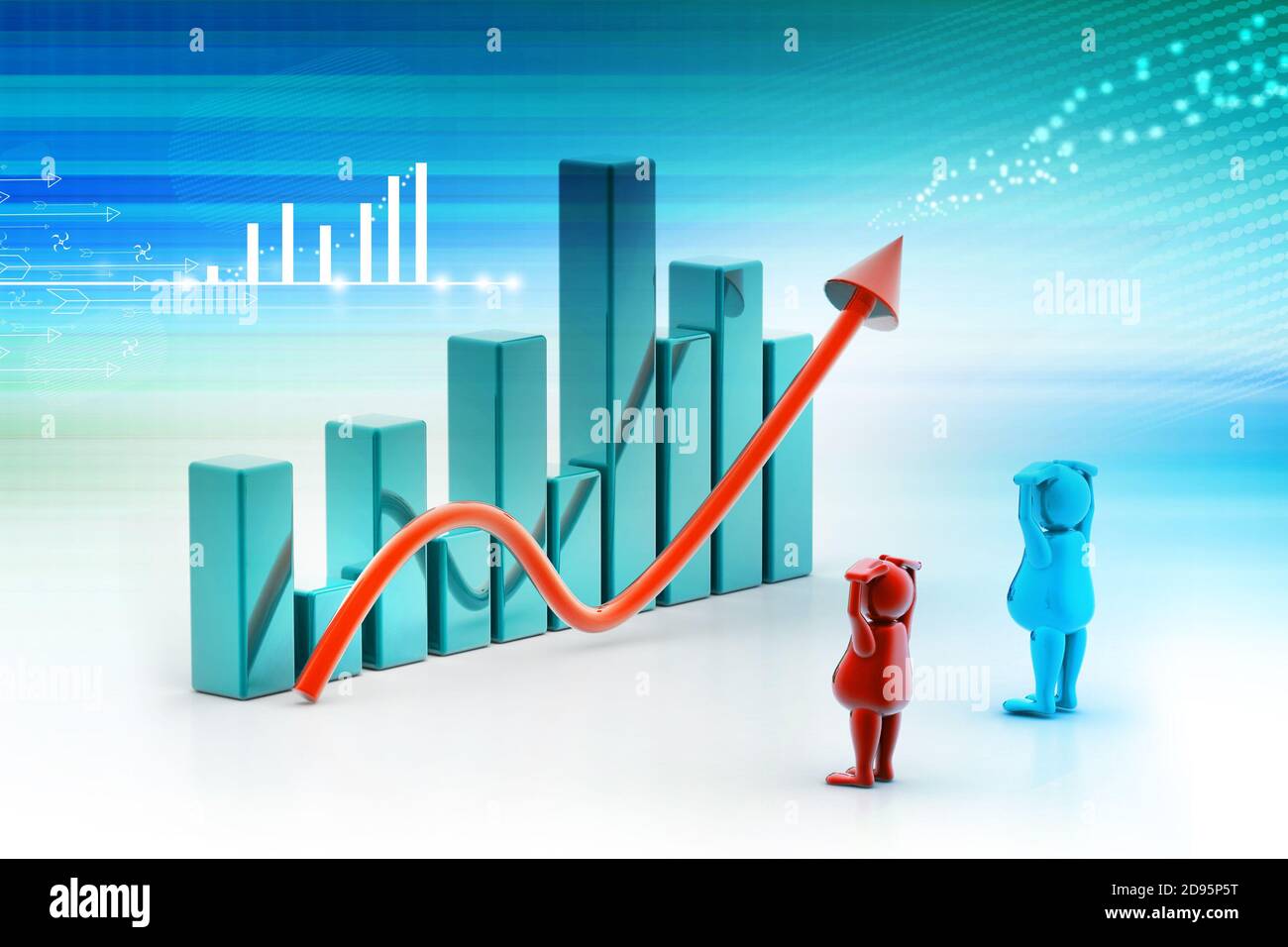Business graph with growth concept in white background Stock Photo - Alamy
