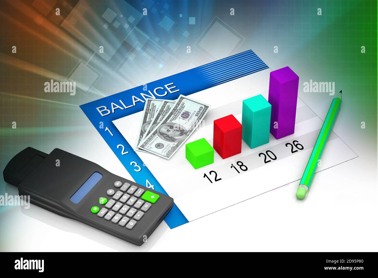 Business chart with calculator Stock Photo - Alamy