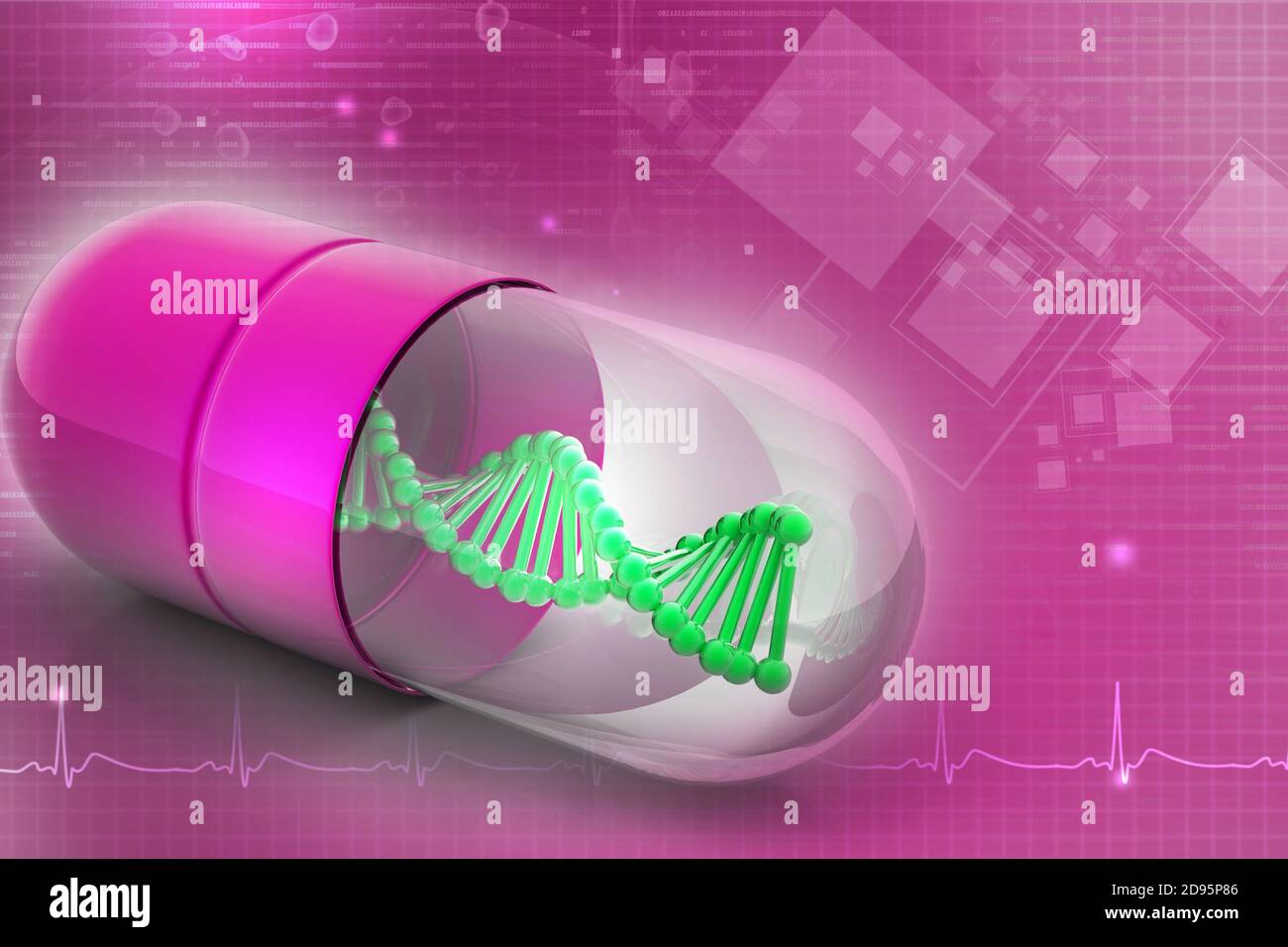 3d illustration of Dna inside the capsule Stock Photo - Alamy