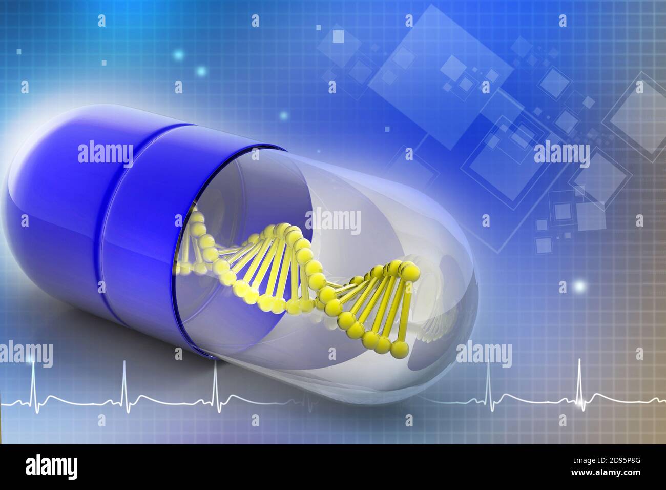 3d illustration of Dna inside the capsule Stock Photo - Alamy