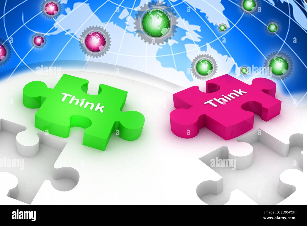 3d multi use think puzzles in white background Stock Photo - Alamy