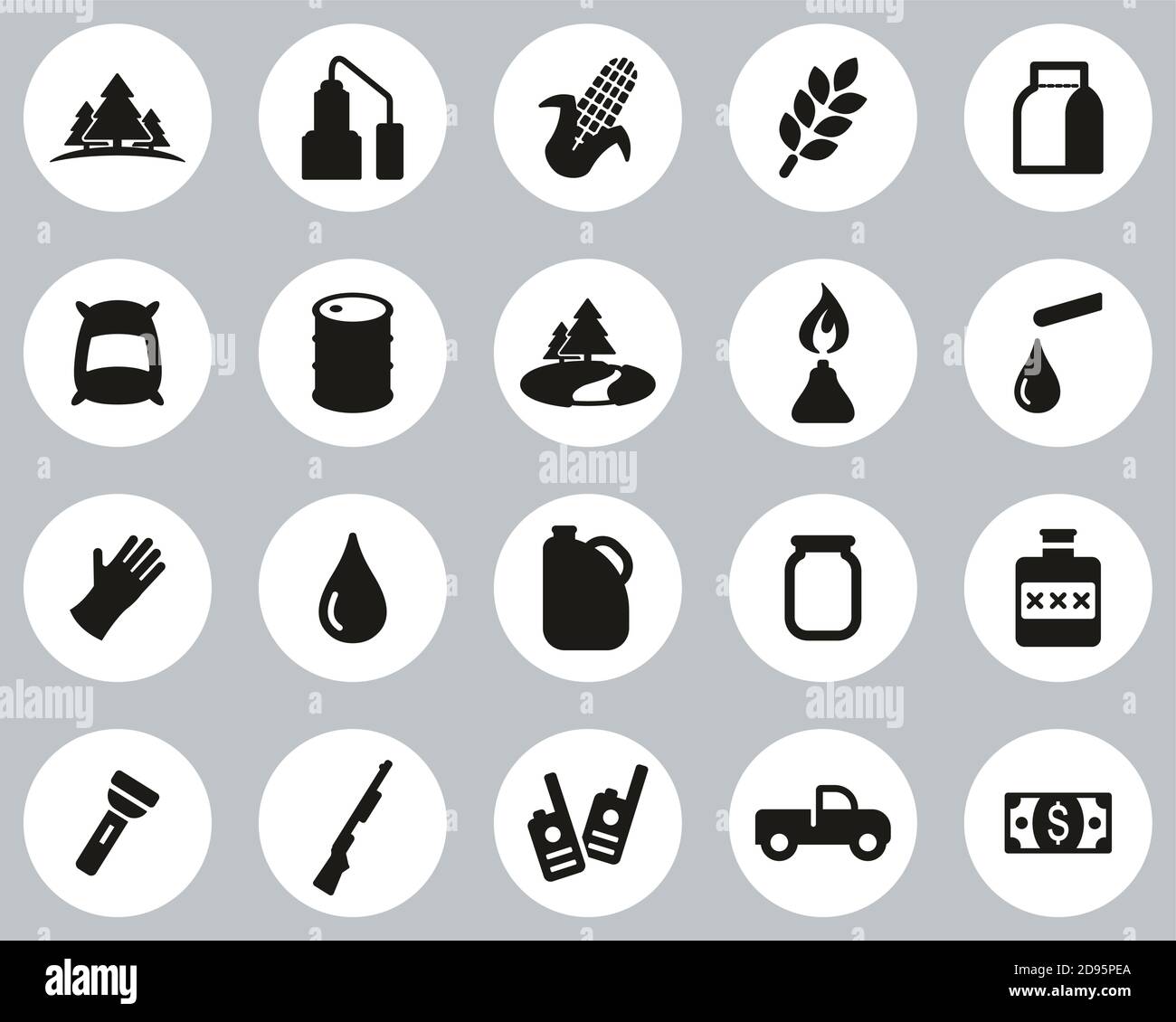 Moonshine Culture & Equipment Icons Black & White Flat Design Circle ...