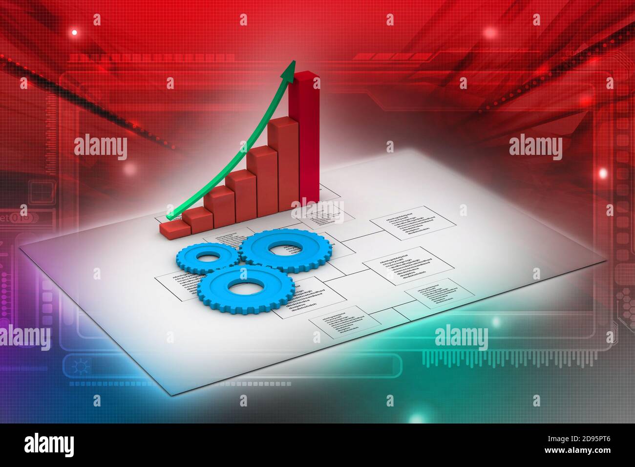 Flow Chart with gears and graph Stock Photo - Alamy
