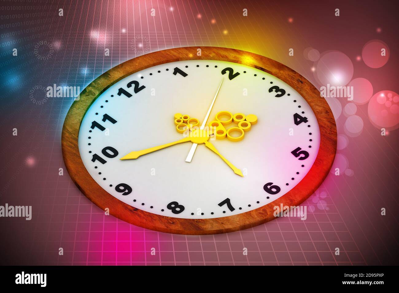 Clock in color background Stock Photo - Alamy