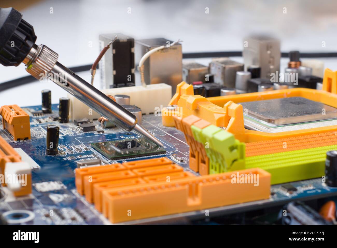 use a soldering iron to solder the electronic part to the Board ...