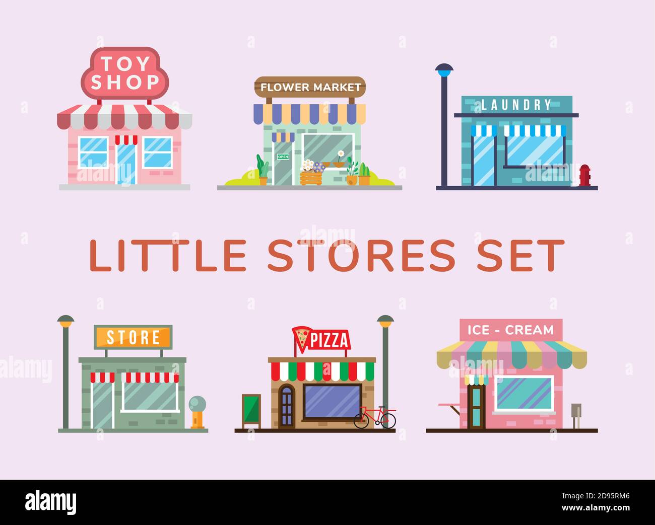 group of little stores facades vector illustration design Stock Vector ...