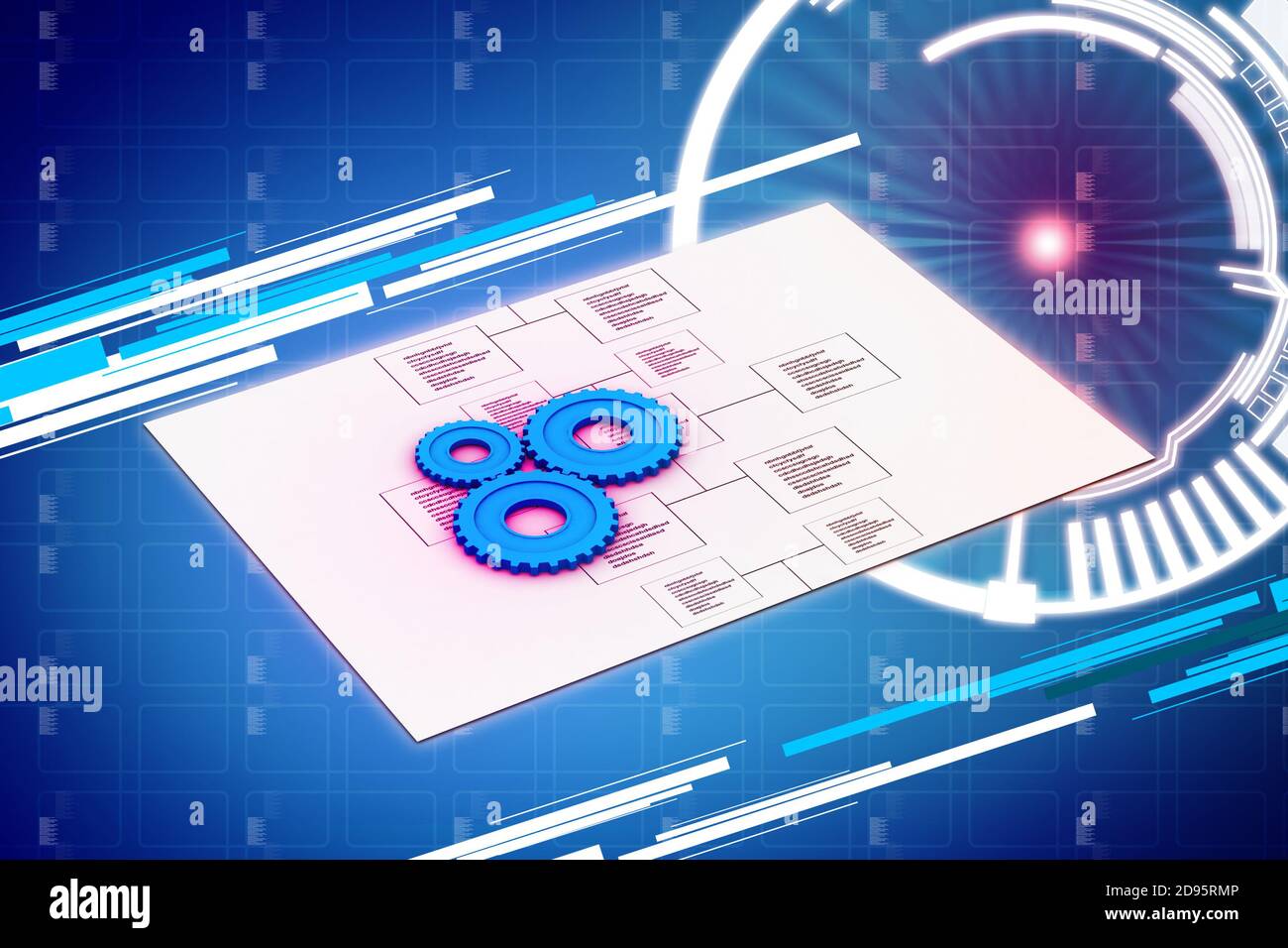 Flow Chart and gears Stock Photo - Alamy