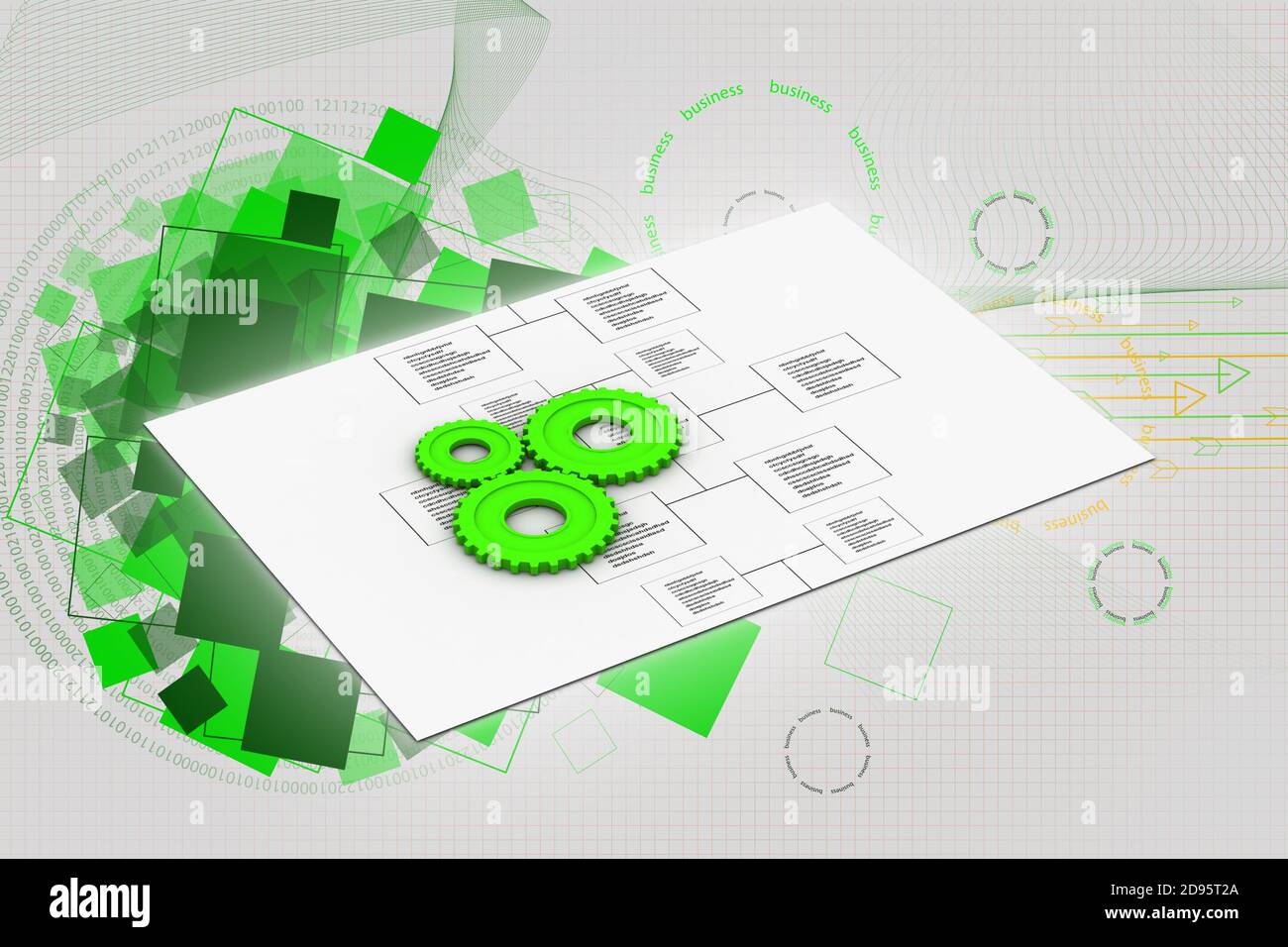 Flow Chart and gears Stock Photo - Alamy