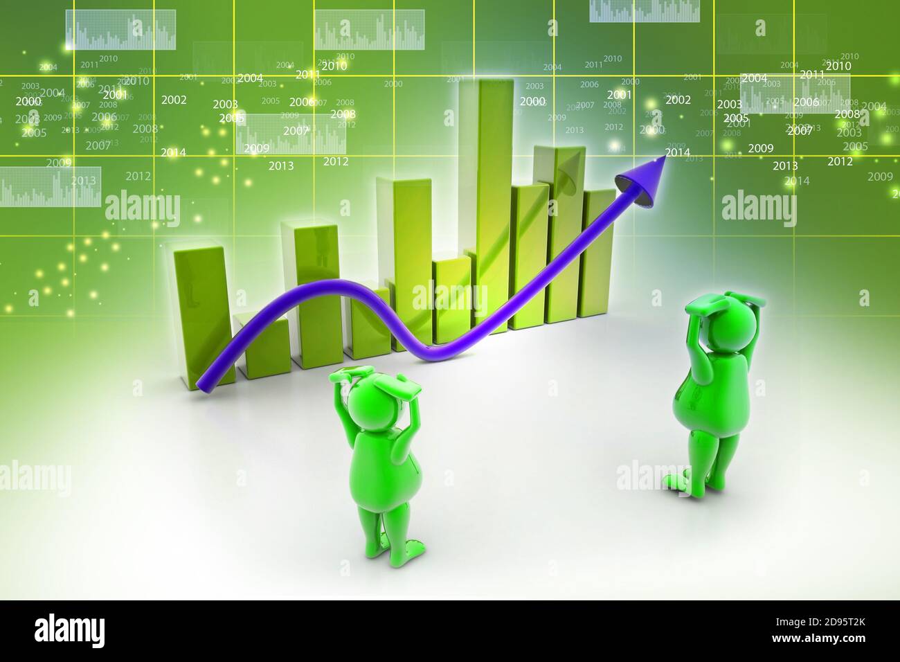 Business graph with growth concept in white background Stock Photo - Alamy