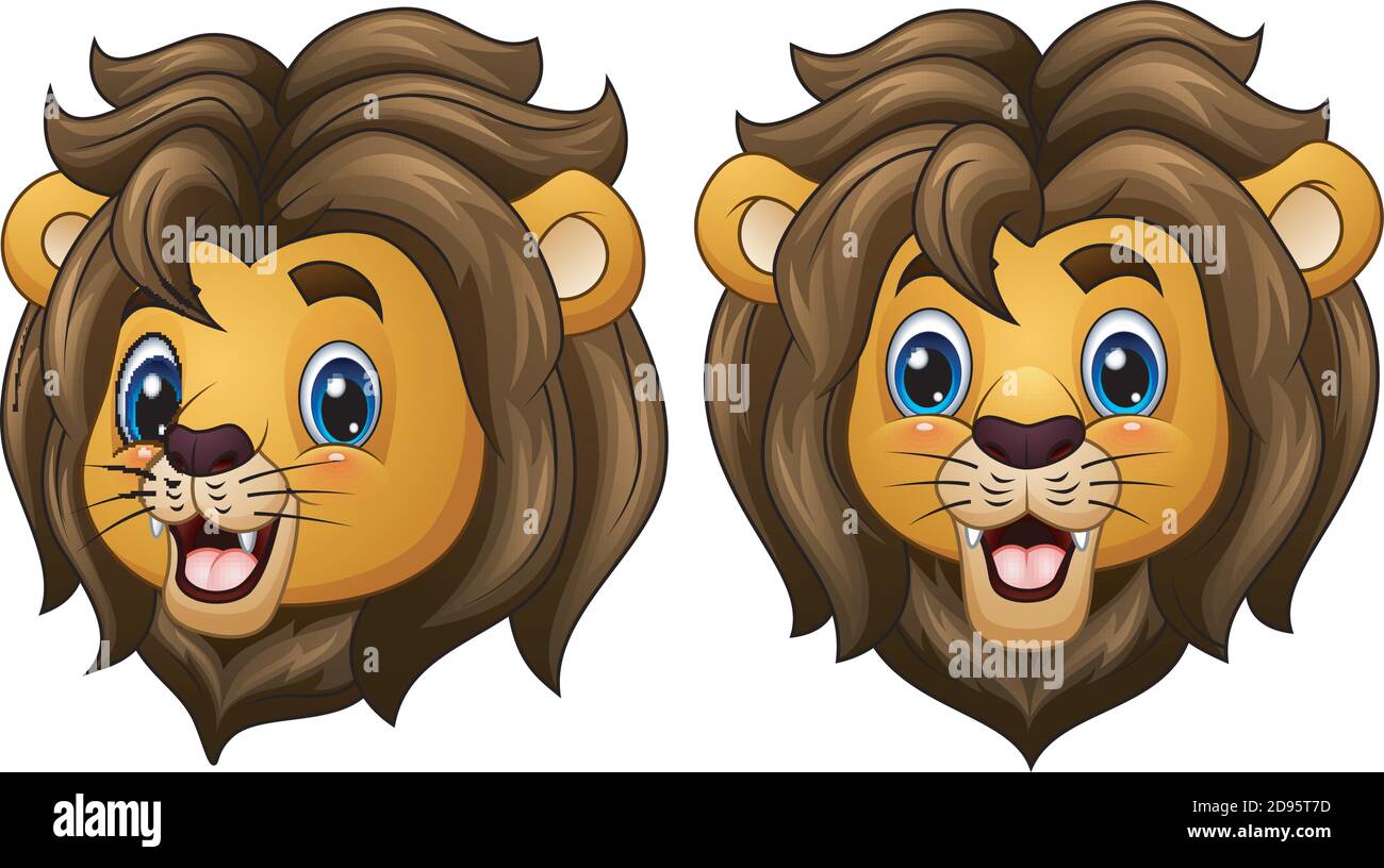 Vector illustration of Cartoon lion faces Stock Vector Image & Art - Alamy