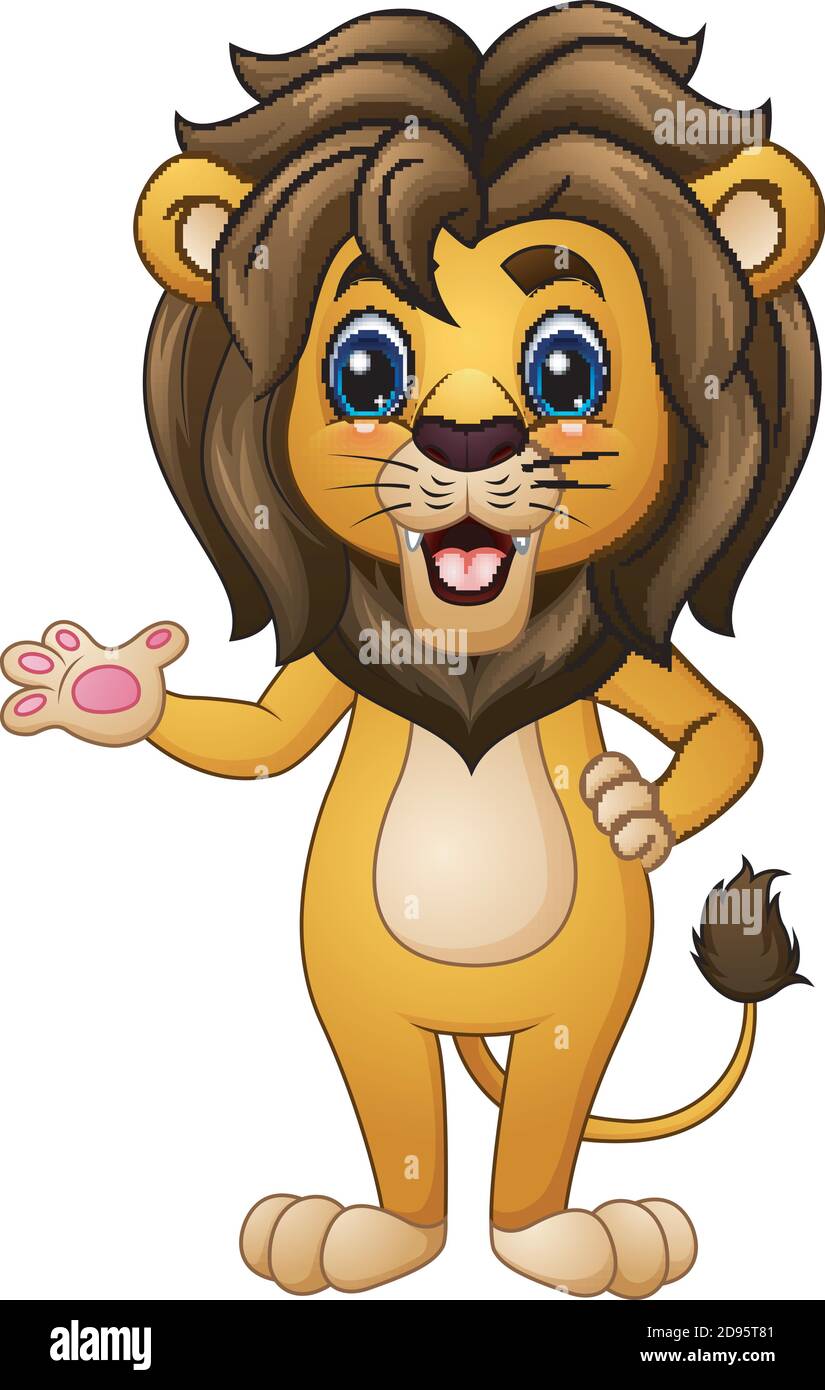 Cartoon funny lion waving hand hi-res stock photography and images - Alamy