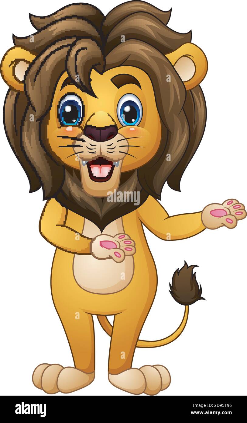 Vector illustration of Cartoon lion in welcoming gesture Stock Vector ...