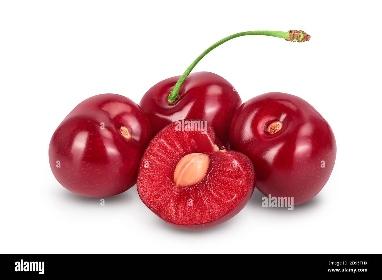 red sweet cherry isolated on white background with clipping path and ...