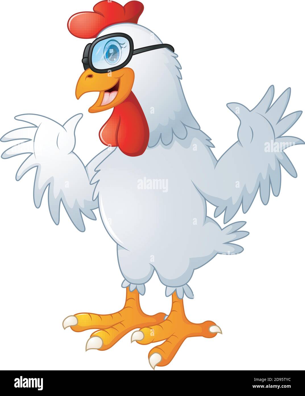 Vector illustration of Funny cartoon rooster waving with glasses Stock ...