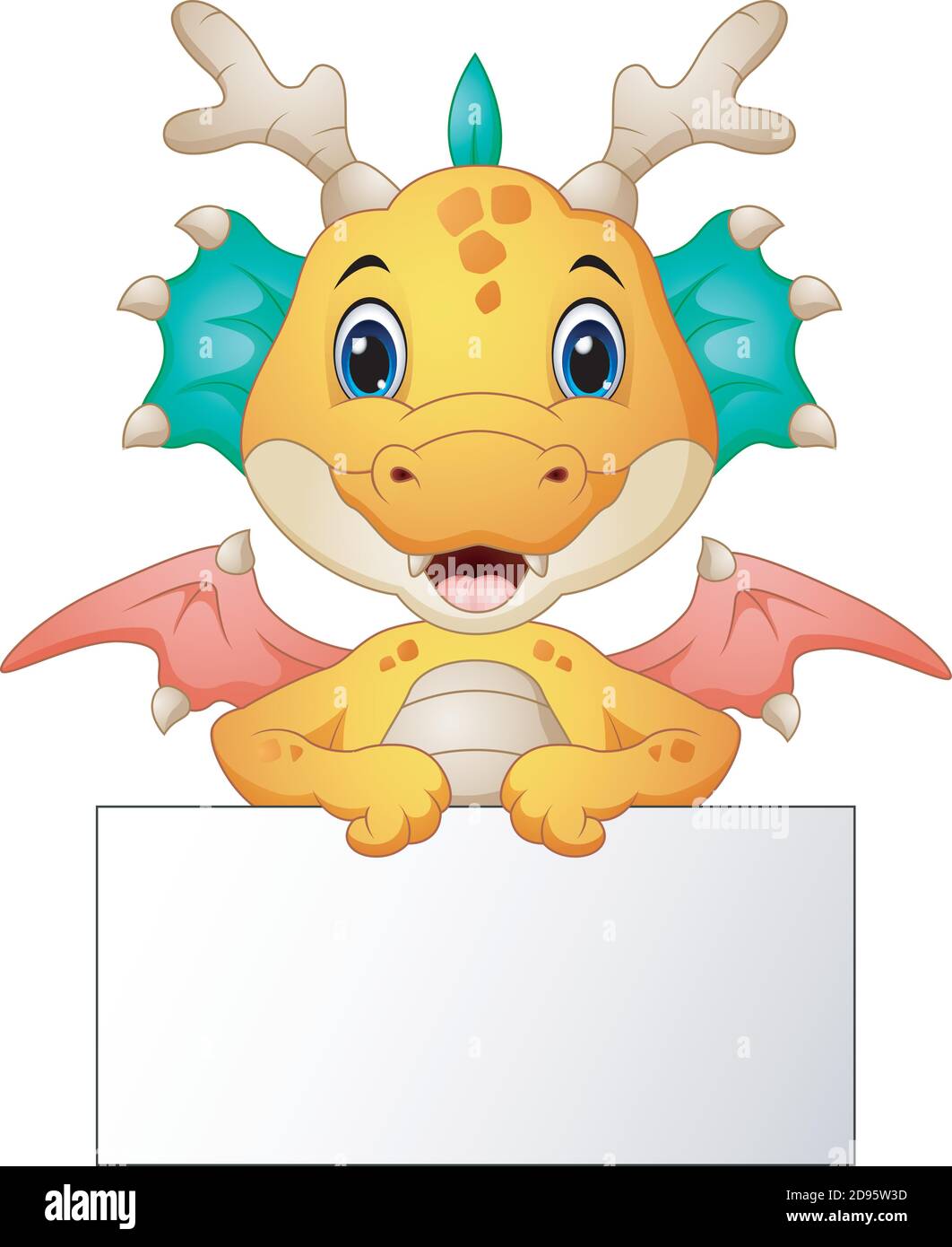 Funny dragon cartoon holding blank sign Stock Vector Image & Art - Alamy