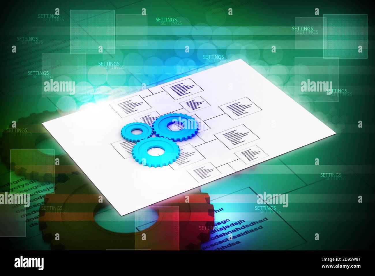 Flow Chart and gears Stock Photo - Alamy