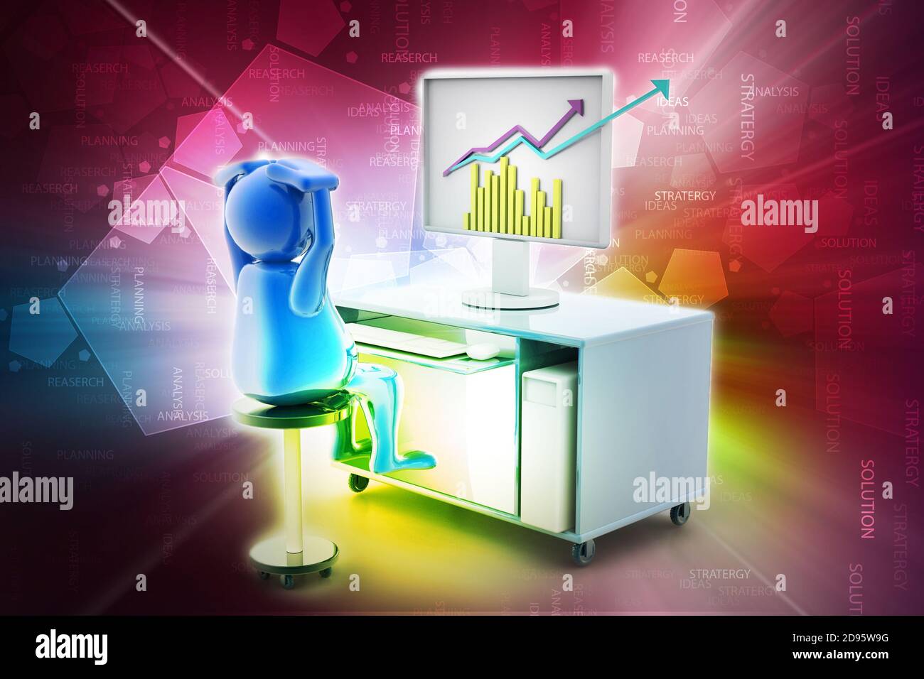 Business graph on the monitor. New business growth concept Stock Photo ...