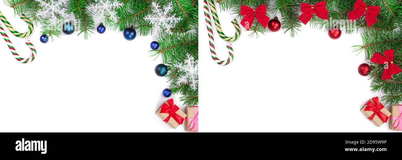 Christmas frame decorated isolated on white background with copy space ...