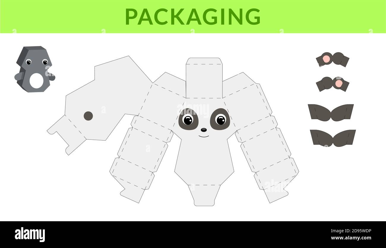 Party favor die cut panda box for birthdays, baby showers for sweets ...