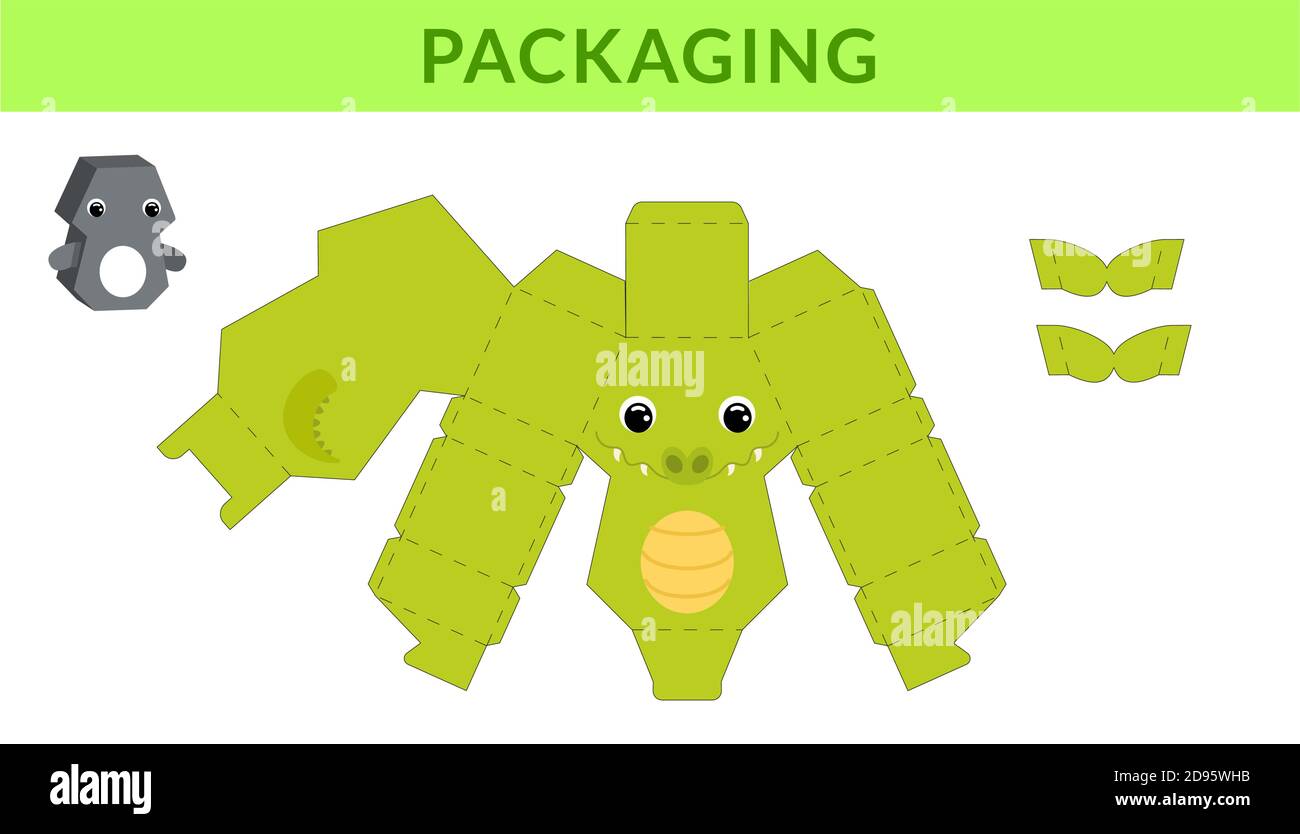 Party favor die cut crocodile box for birthdays, baby showers for ...