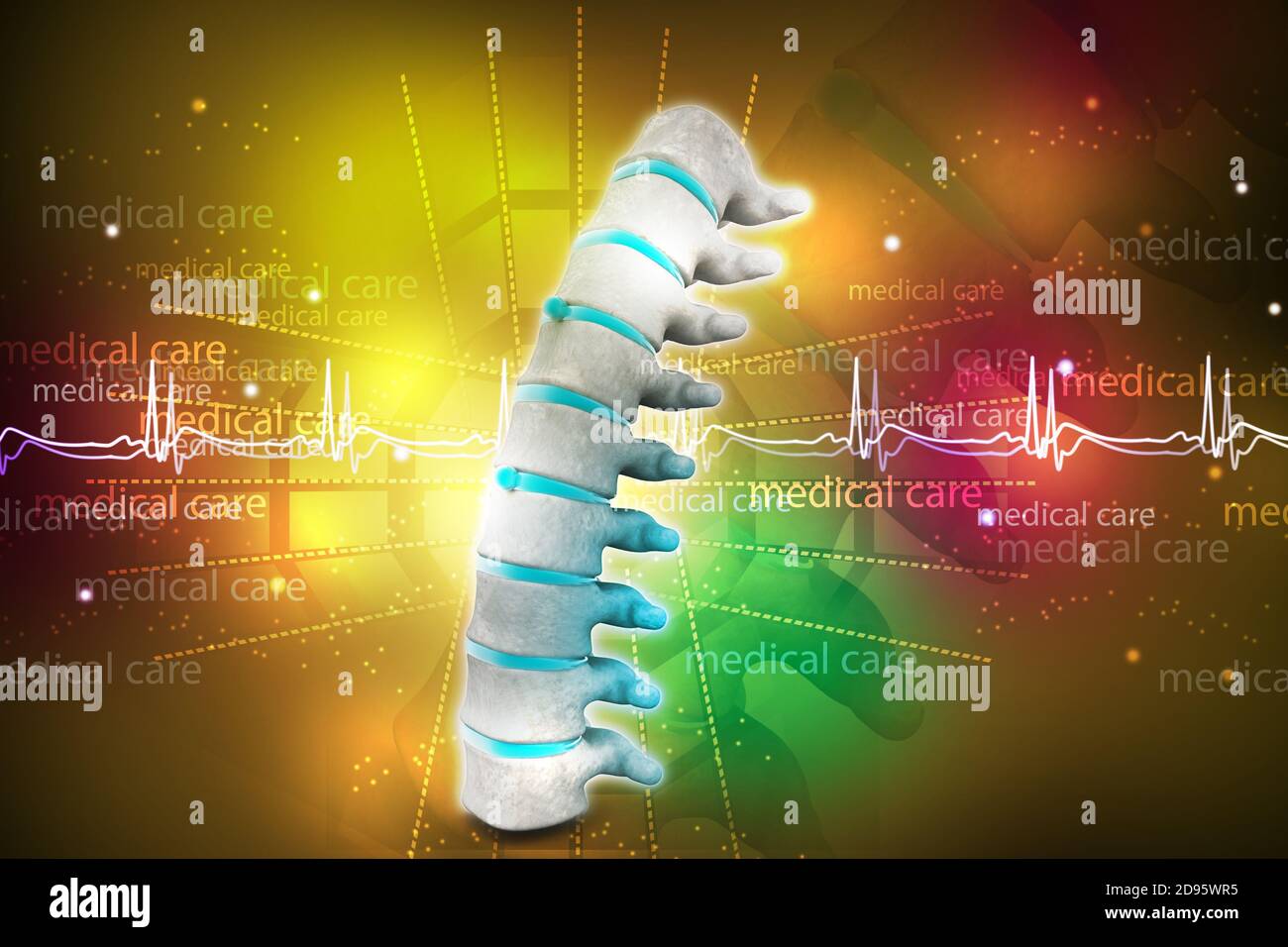 3d part of spine isolated color background Stock Photo - Alamy