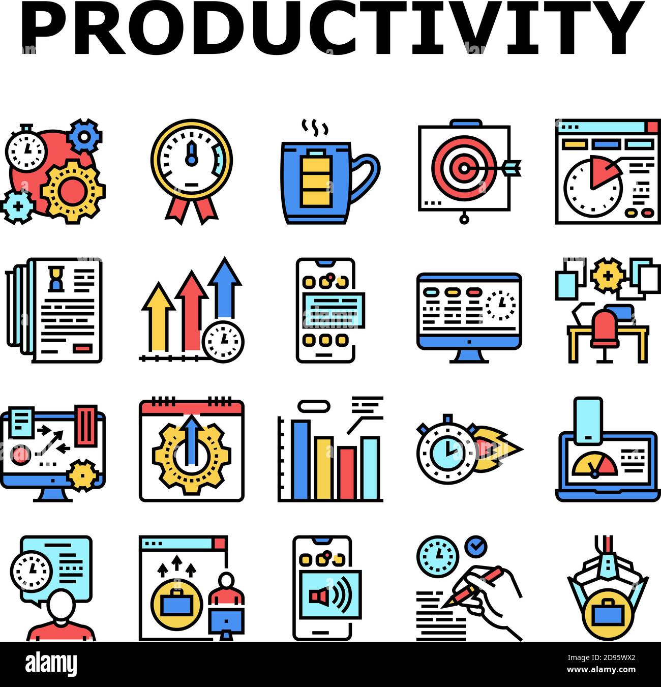 Productivity Manage Collection Icons Set Vector sign Stock Vector Image ...