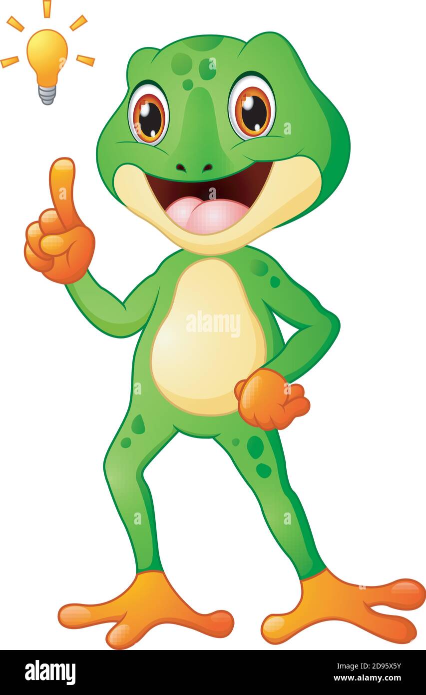 Vector illustration of Cartoon frog with thinking a new idea Stock ...