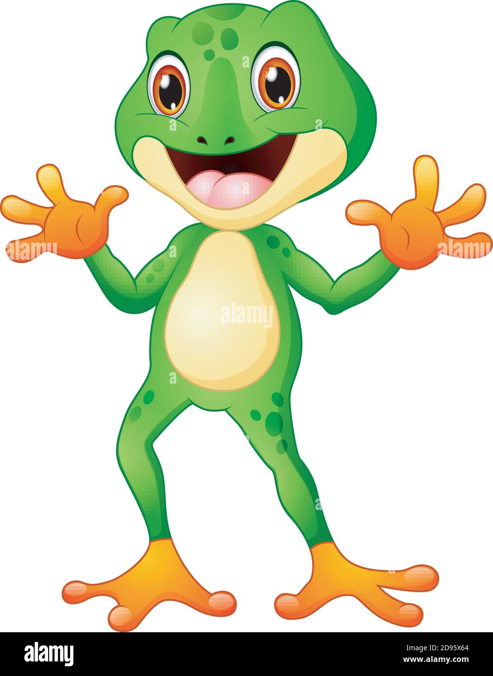 Vector illustration of Cute frog cartoon waving both hands Stock Vector ...