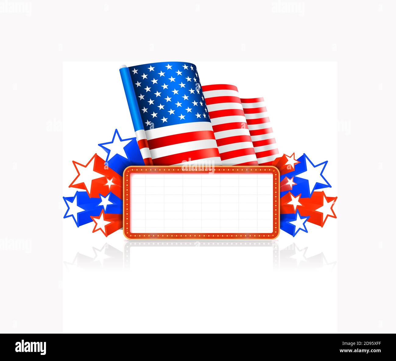 Marquee board announcement in the colors of the national US flag ...