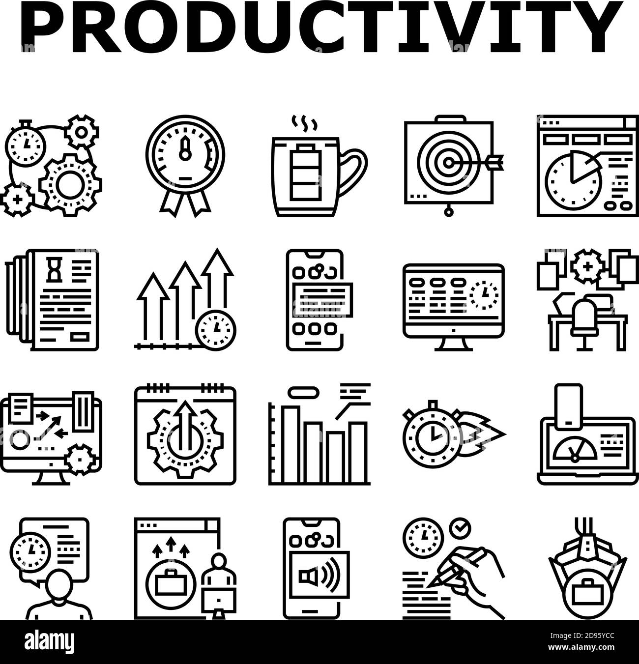 Productivity Manage Collection Icons Set Vector sign Stock Vector Image ...