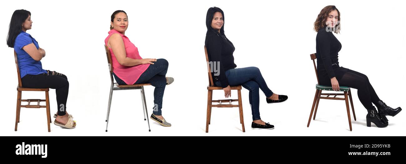People Sitting On Chairs Side View
