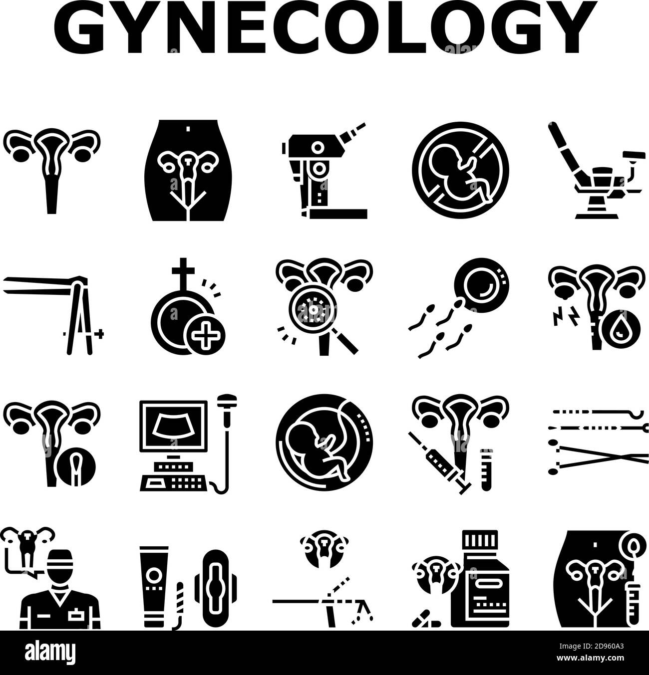 Gynecology Treatment Collection Icons Set Vector sign Stock Vector ...